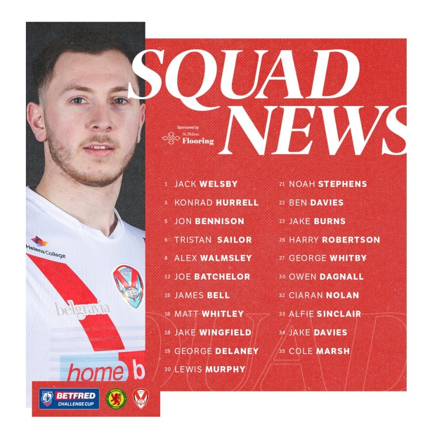 Saints squad to face West Hull in the Cup | St.Helens R.F.C.