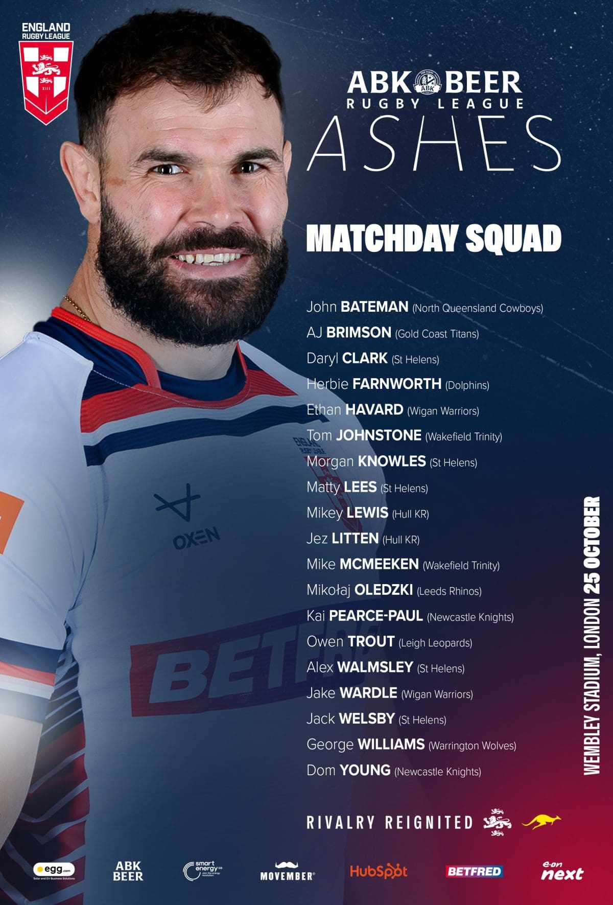 Five Saints named for First Test of the Ashes | St.Helens R.F.C.