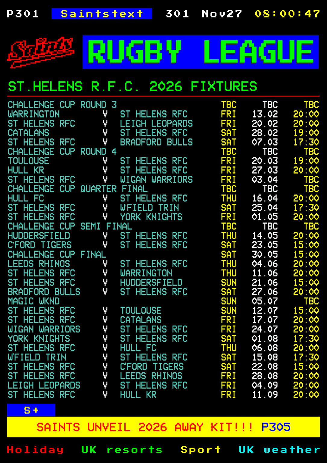 St.Helens' 2026 Super League Fixtures Released | St.Helens R.F.C.